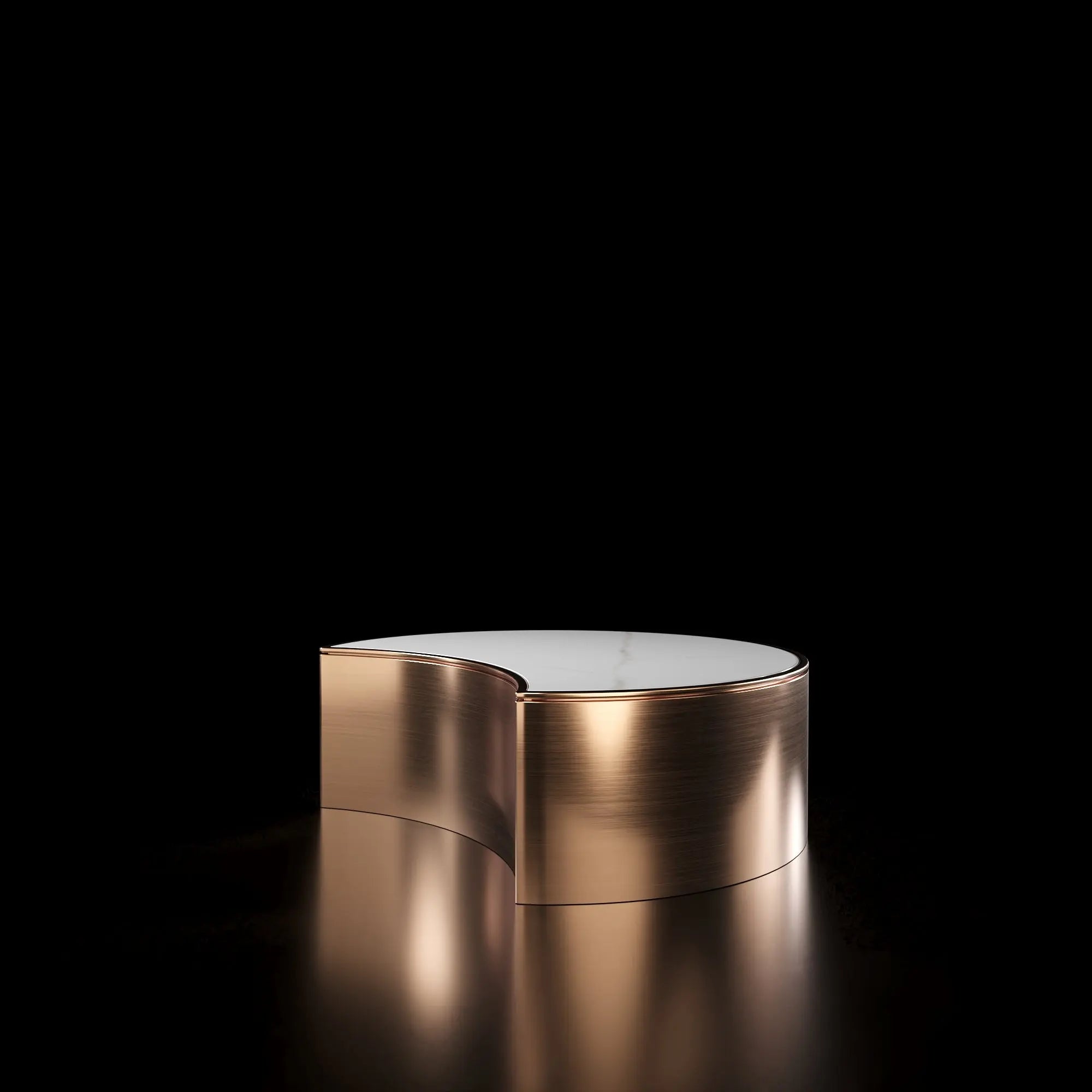 Coffee Table Brushed Rose Gold Black Bottini Ceramic Top - AllaModa ...